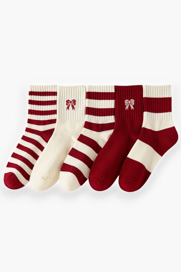 Christmas Bow Detail Red Socks - Cozy Red Crew with Bow Accent – L. Mae ...