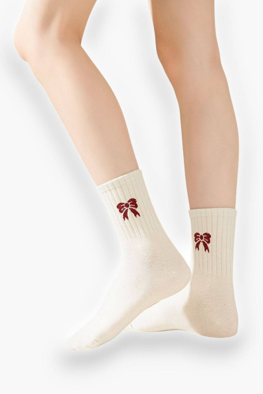 Christmas Bow Detail Red Socks - Cozy Red Crew with Bow Accent – L. Mae ...