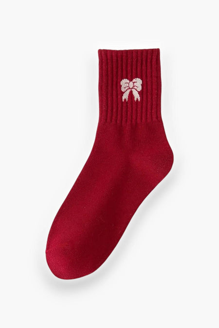 Christmas Bow Detail Red Socks - Cozy Red Crew with Bow Accent – L. Mae ...